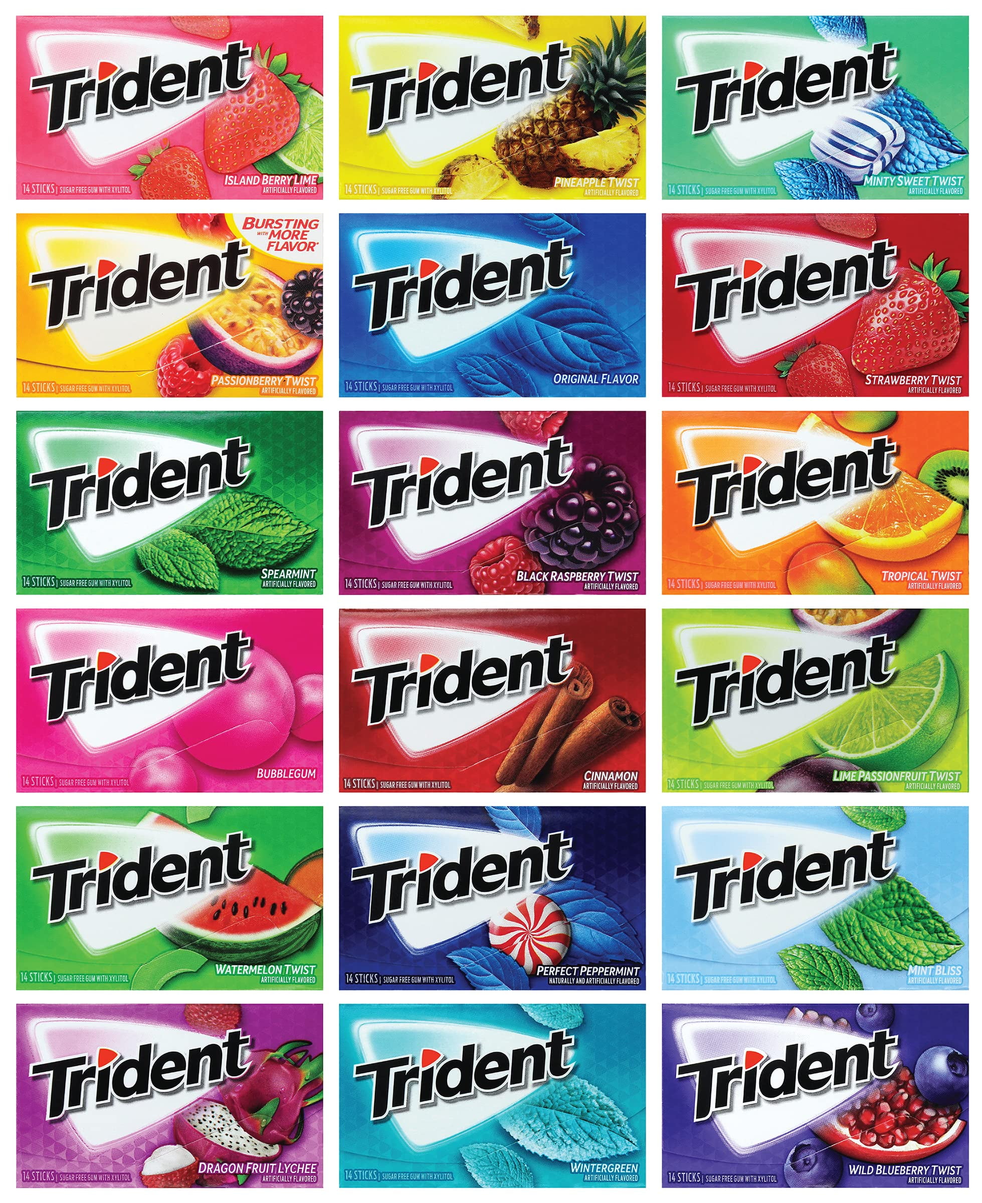 Niro Assortment | Trident VTF5 Chewing Gum Sampler Gum Variety Pack ...