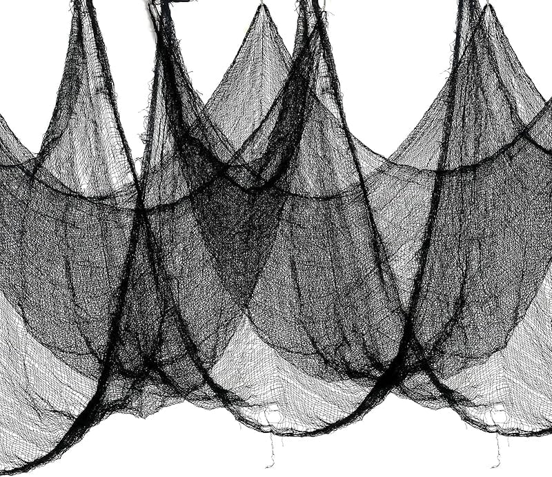 Nirohee 5 Pack Halloween Spider Web Black Creepy Cloth,Spooky Fabric ...