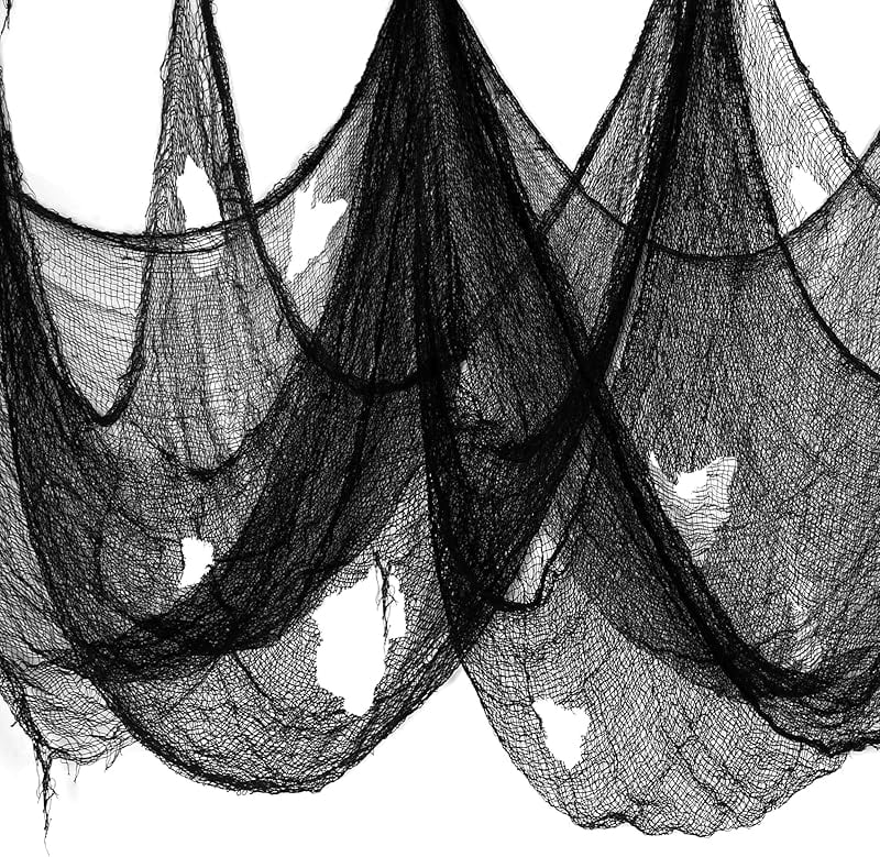 Nirohee 5 Pack Halloween Spider Web Black Creepy Cloth,Spooky Fabric ...
