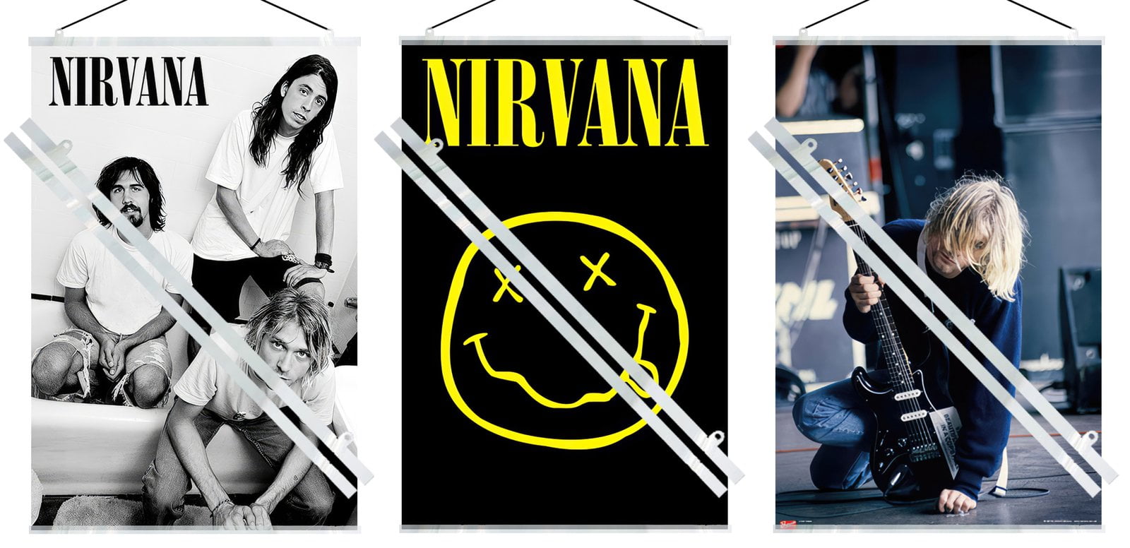 Nirvana - 3 Piece Music Poster Set (Logo - Smiley, Kurt, Krist & Dave ...