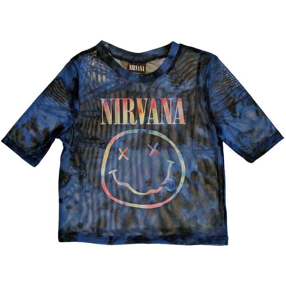 Nirvana Ladies Crop Top: Pastel Happy Face (Mesh) (Medium) - Walmart.com