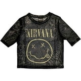 Nirvana Ladies Crop Top: Yellow Happy Face (Mesh) (X-Small) - Walmart.com