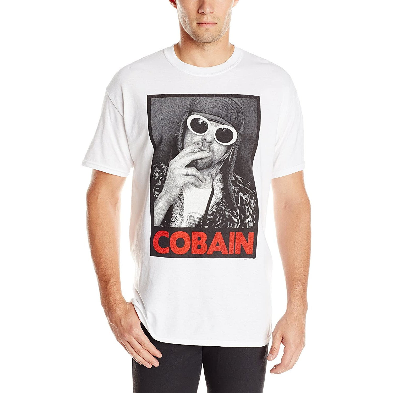 Nirvana Men's Kurt Cobain Smoking Box Photo T-shirt Large White - Walmart.com