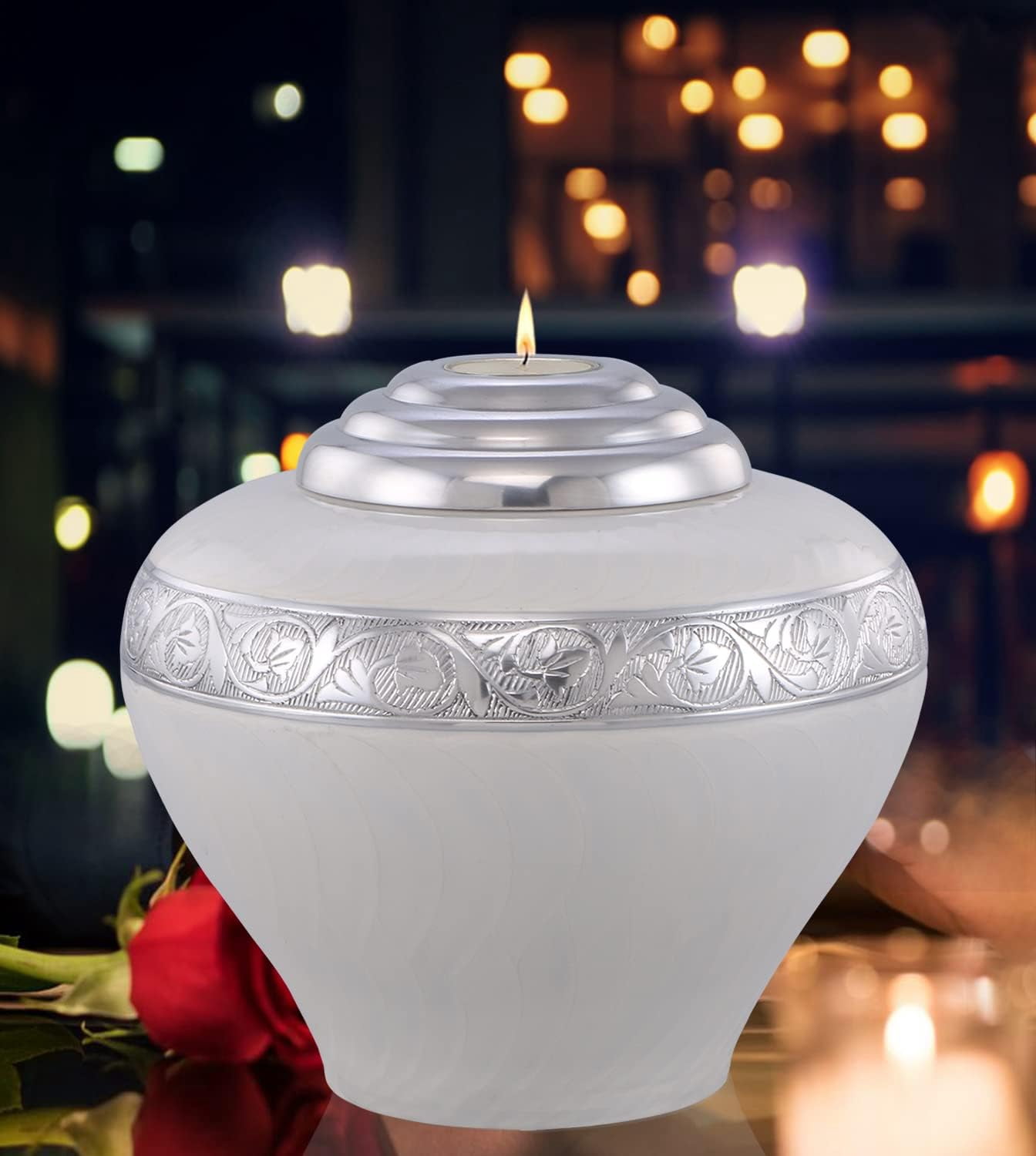 Immortal Memories Adult Candle Cremation Urn, Handcrafted Pearl White ...