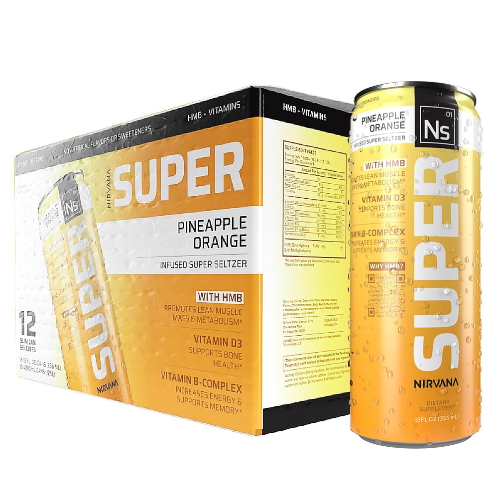 Nirvana Super Seltzer Ready-to-Drink Pineapple Orange 12 fl oz (Pack Of ...