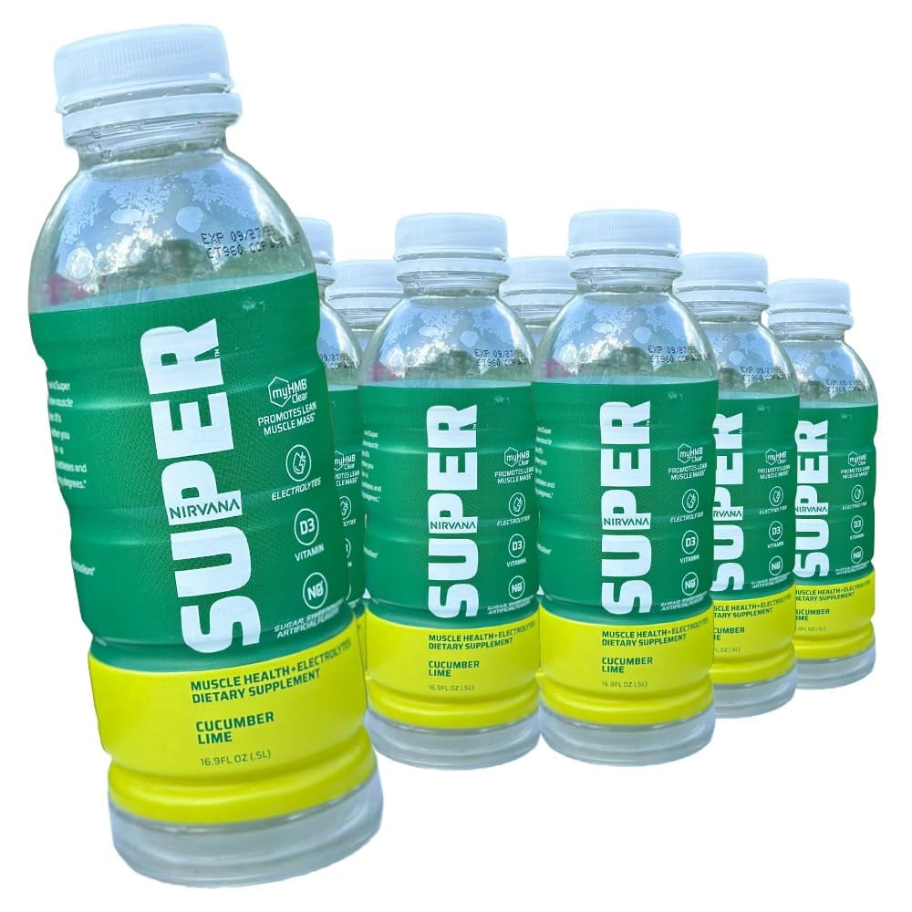 Nirvana Super Water Cucumber Lime - HMB Infused Beverage Water with ...