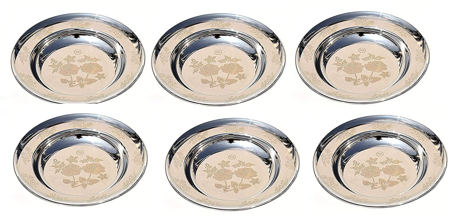 Nirvika Stainless Steel Lunch Plate Piece of 6 22 Gauge Dinner ...