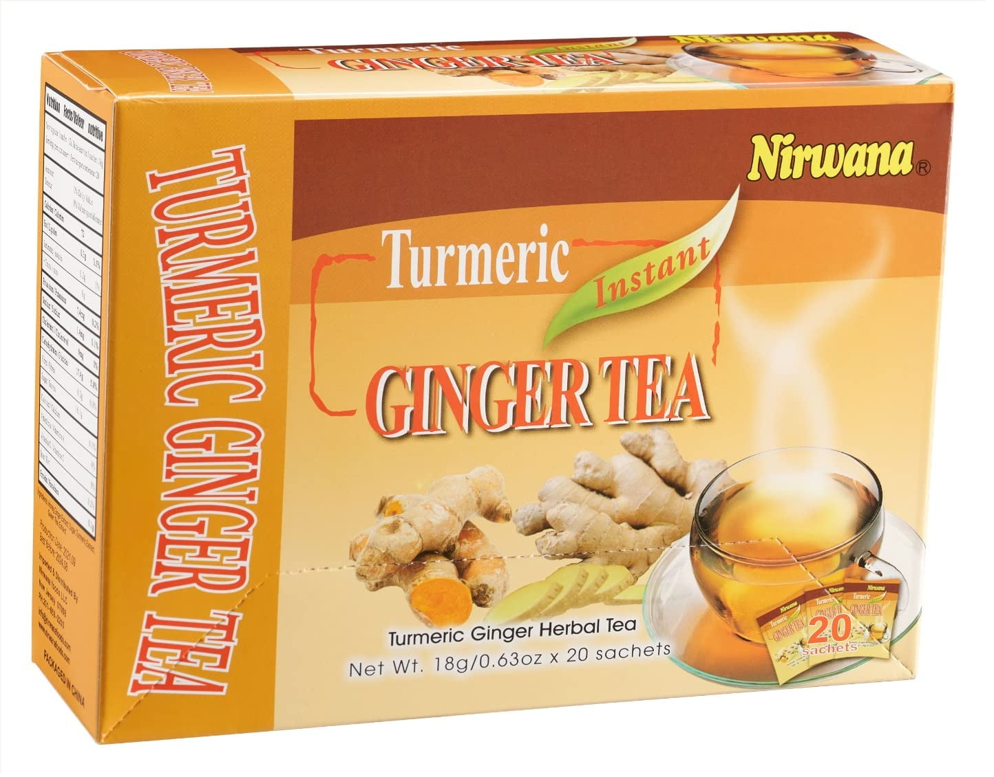 Nirwana Turmeric Ginger Instant Tea, 12.6 Ounce, 20 Sachets - Walmart.com