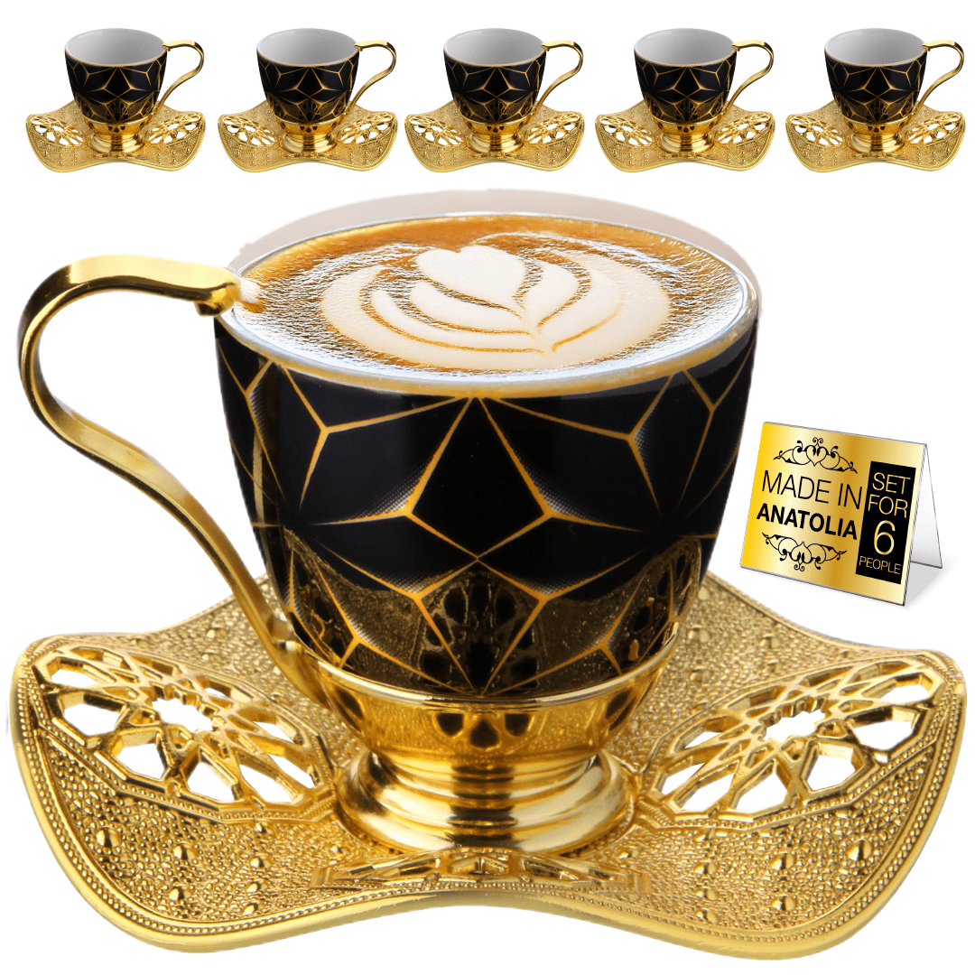 Nisa Turkish Coffee Cup Set, Handmade Turkish Porcelain Coffee Cups ...