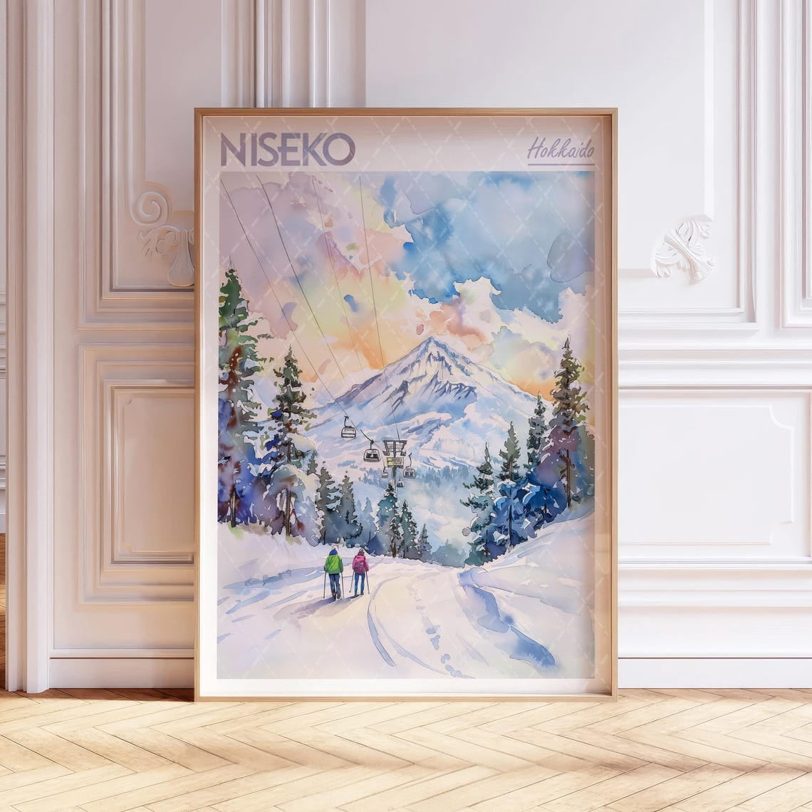 Niseko Japan Hokkaido Pastel Travel Poster, Unframed Size 8x12 ...