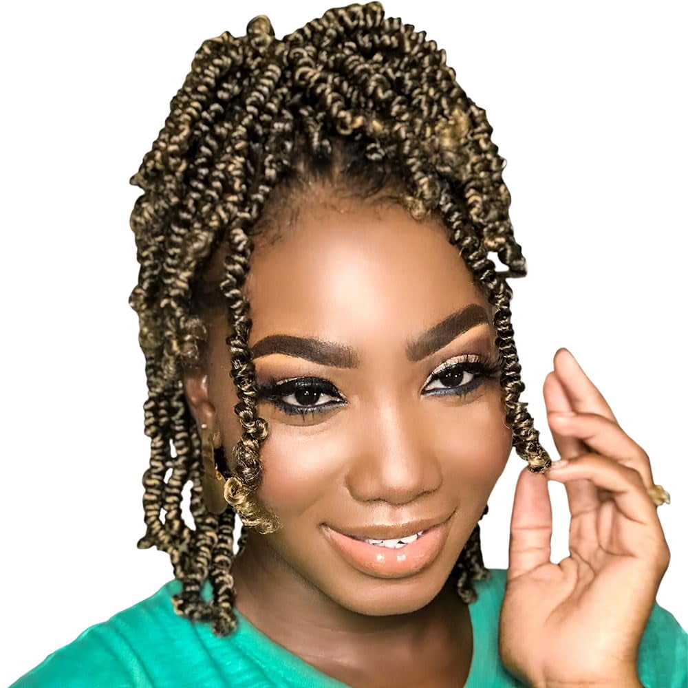 Niseyo Pre twisted Bob Spring Twist Hair 6 Inch 7 Packs Short Pre ...
