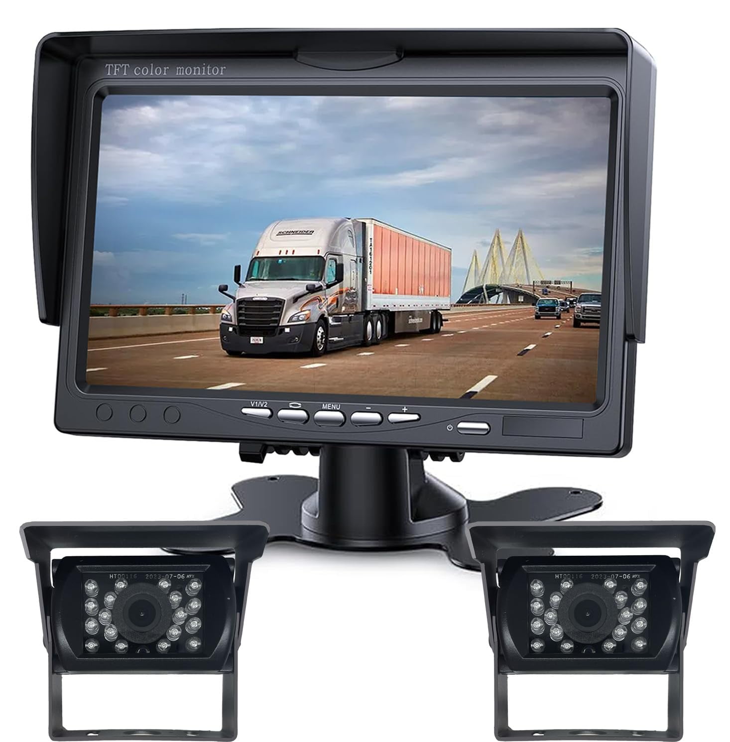 Nisfar Dual Backup Camera Kit - 7" HD 1080P Monitor, Waterproof ...