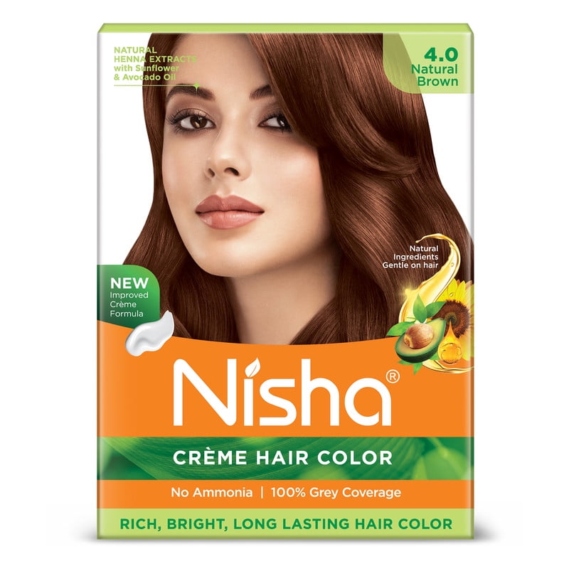 Nisha Creme Hair Color, Permanent Brown Hair Dye Color, 100% Grey ...