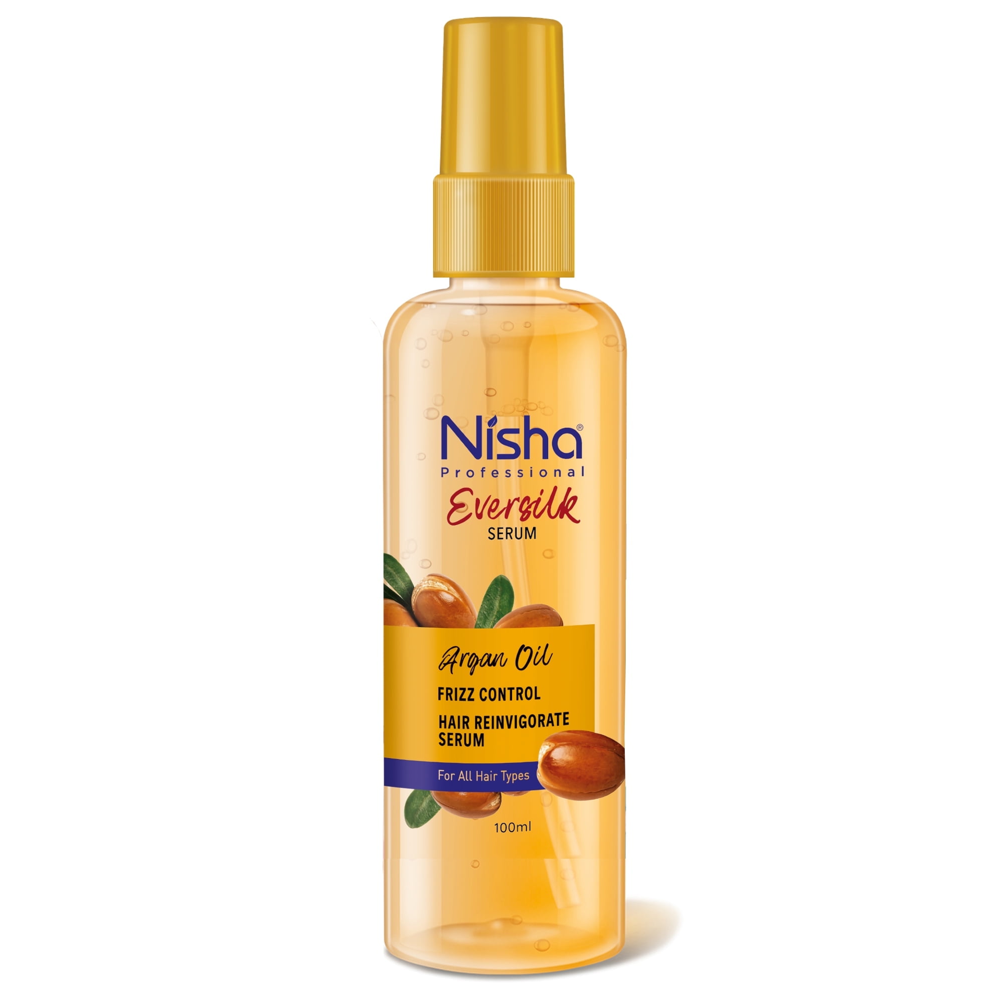 Nisha Argan Oil Eversilk Hair Serum, Man and Women, All Hair Types, 3.38 fl oz - Walmart.com