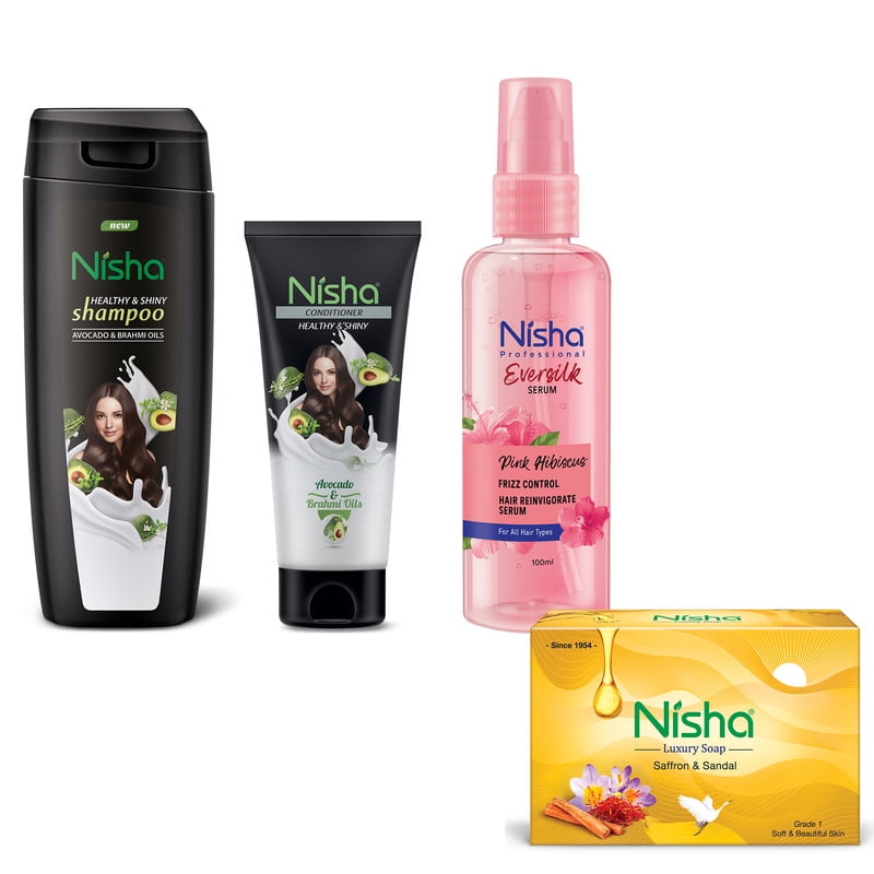 Nisha Bath Care Combo - Avocado & Brahmi Shampoo & Conditioner 180ml for Smooth Soft Silky Hair ...