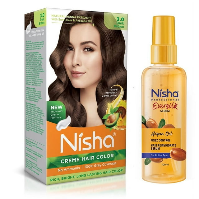 Nisha Combo Burgundy Crème Hair Color + Pro Vitamin Hair Serum, Full ...