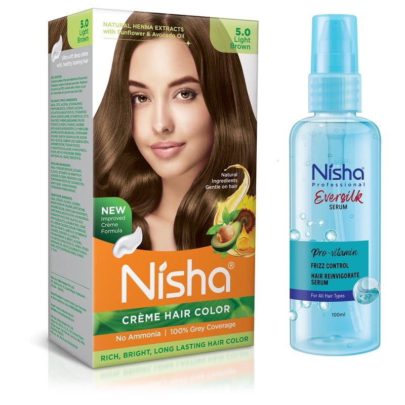 Nisha Combo Light Brown. Crème Hair Color + Pro Vitamin Hair Serum ...
