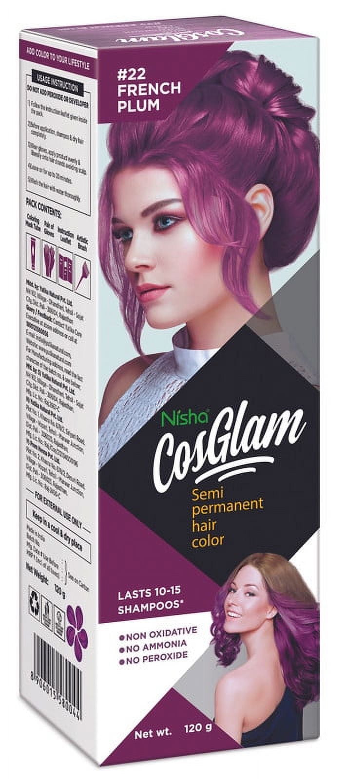 Nisha Cosglam Semi Permanent Hair Color Dye, No Ammonia, No Mixing Req ...
