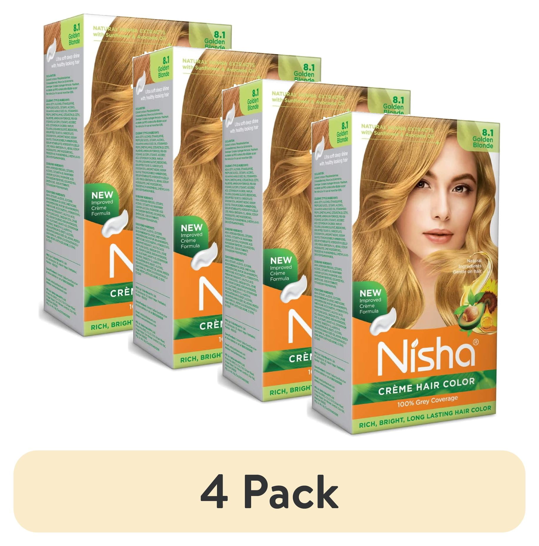 (4 pack) Nisha Crème Hair Color Pack 2, Permanent Blonde Hair Dye Color ...