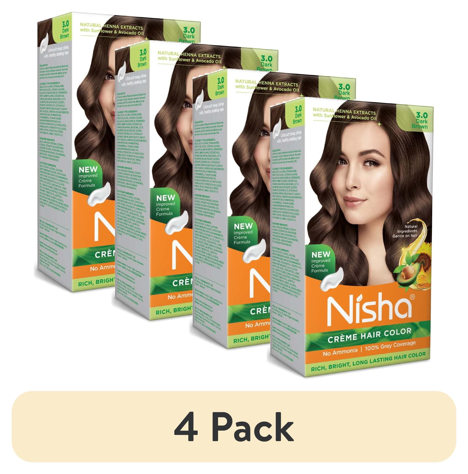 (4 pack) Nisha Crème Hair Color Pack 2, Permanent Brown Hair Dye Color ...