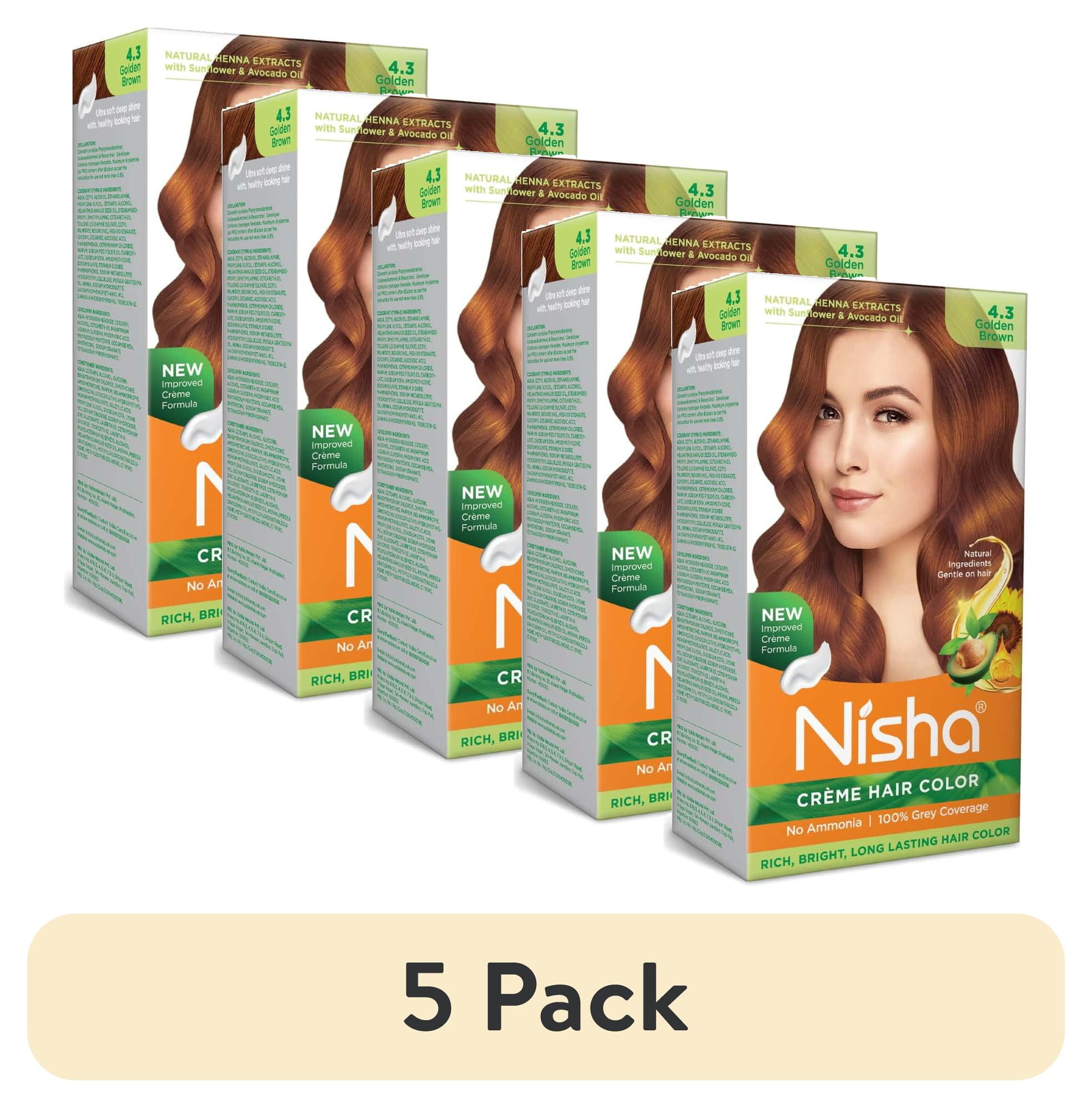 (5 pack) Nisha Crème Hair Color Pack 2, Permanent Brown Hair Dye Color ...