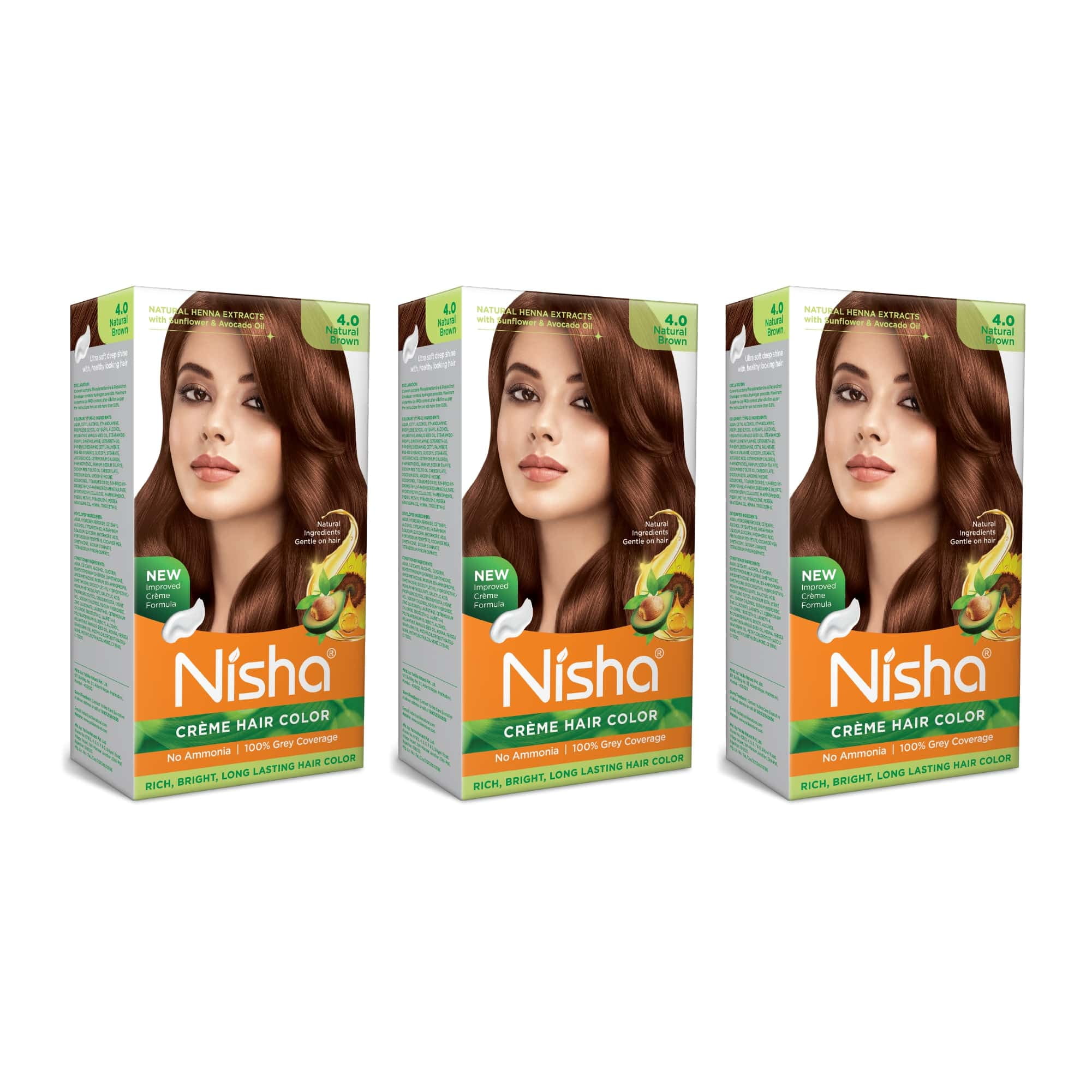 Nisha Crème Hair Color, Henna Conditioner, Permanent Natural Brown Dye ...