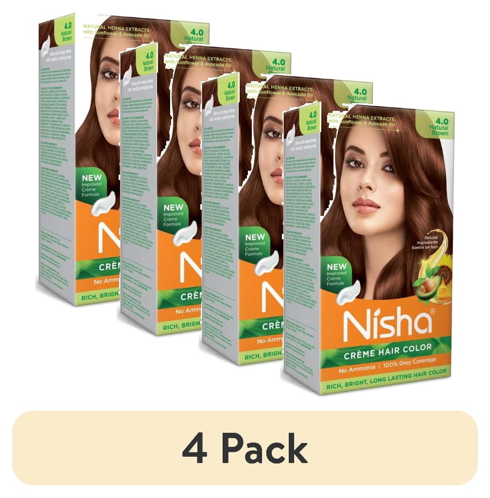(4 pack) Nisha Crème Hair Color Pack 2, Permanent Brown Hair Dye Color ...