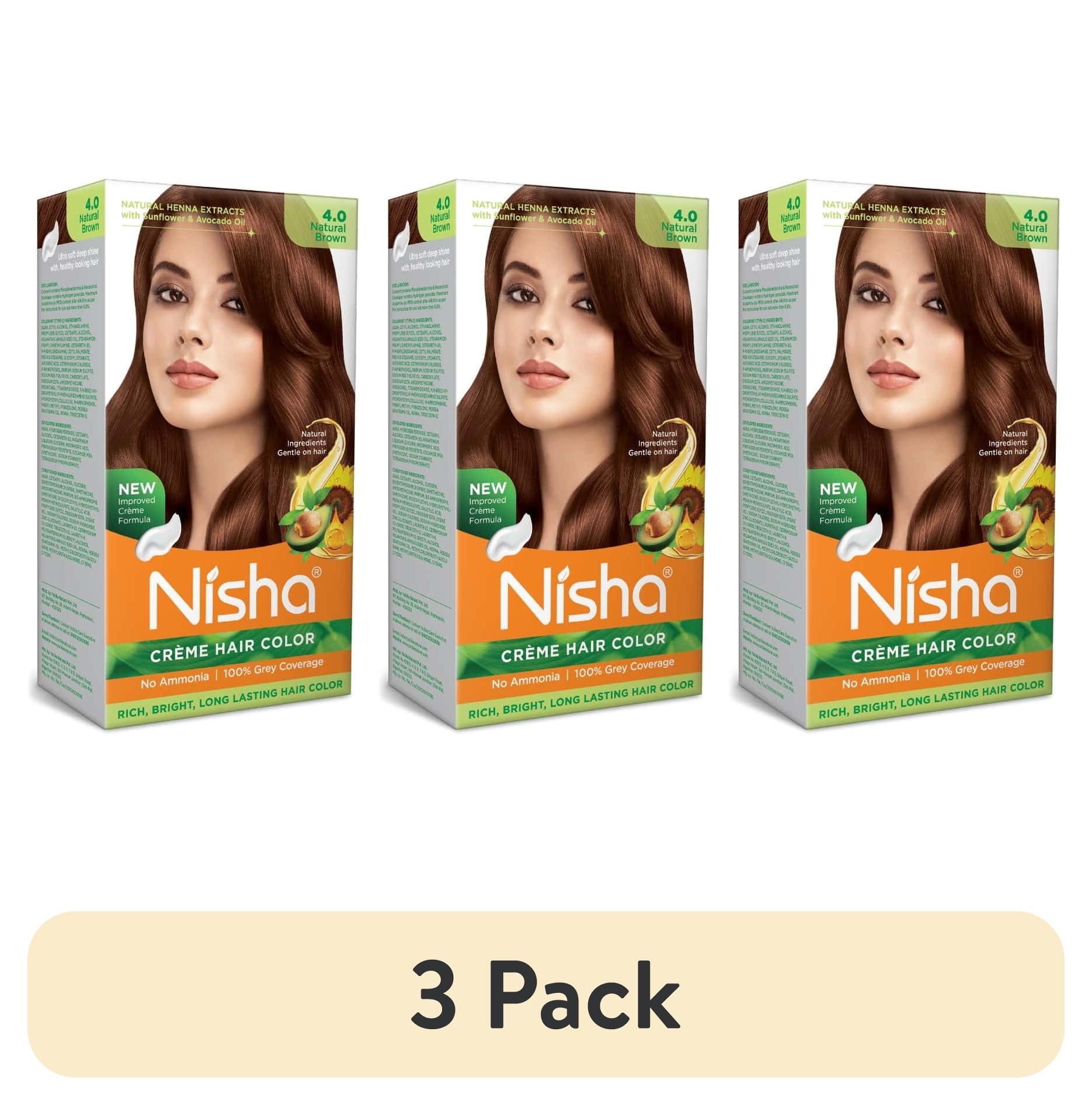 (3 pack) Nisha Crème Hair Color Pack 2, Permanent Brown Hair Dye Color ...