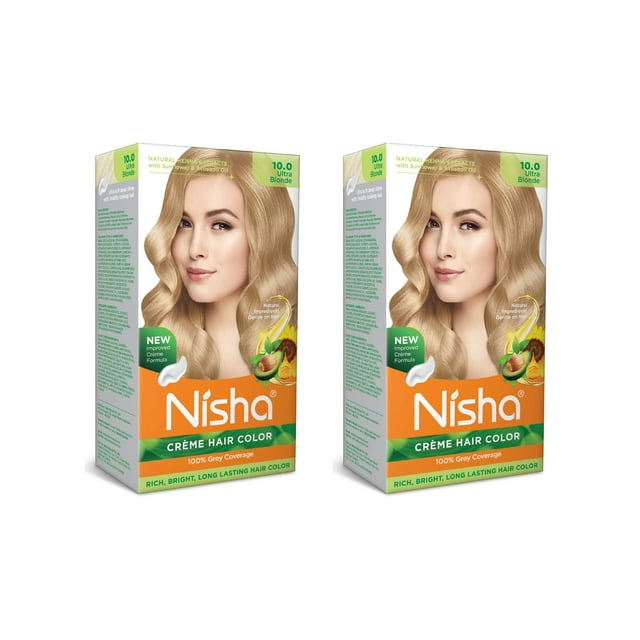 Nisha Crème Hair Color Pack 2, Permanent Super Blonde Hair Dye Color ...