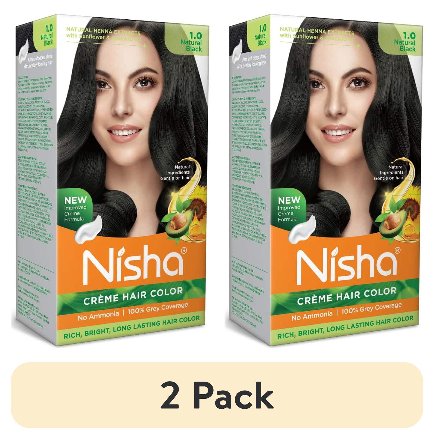 (2 pack) Nisha Crème Hair Color, Permanent Black Hair Dye Color, 100% ...