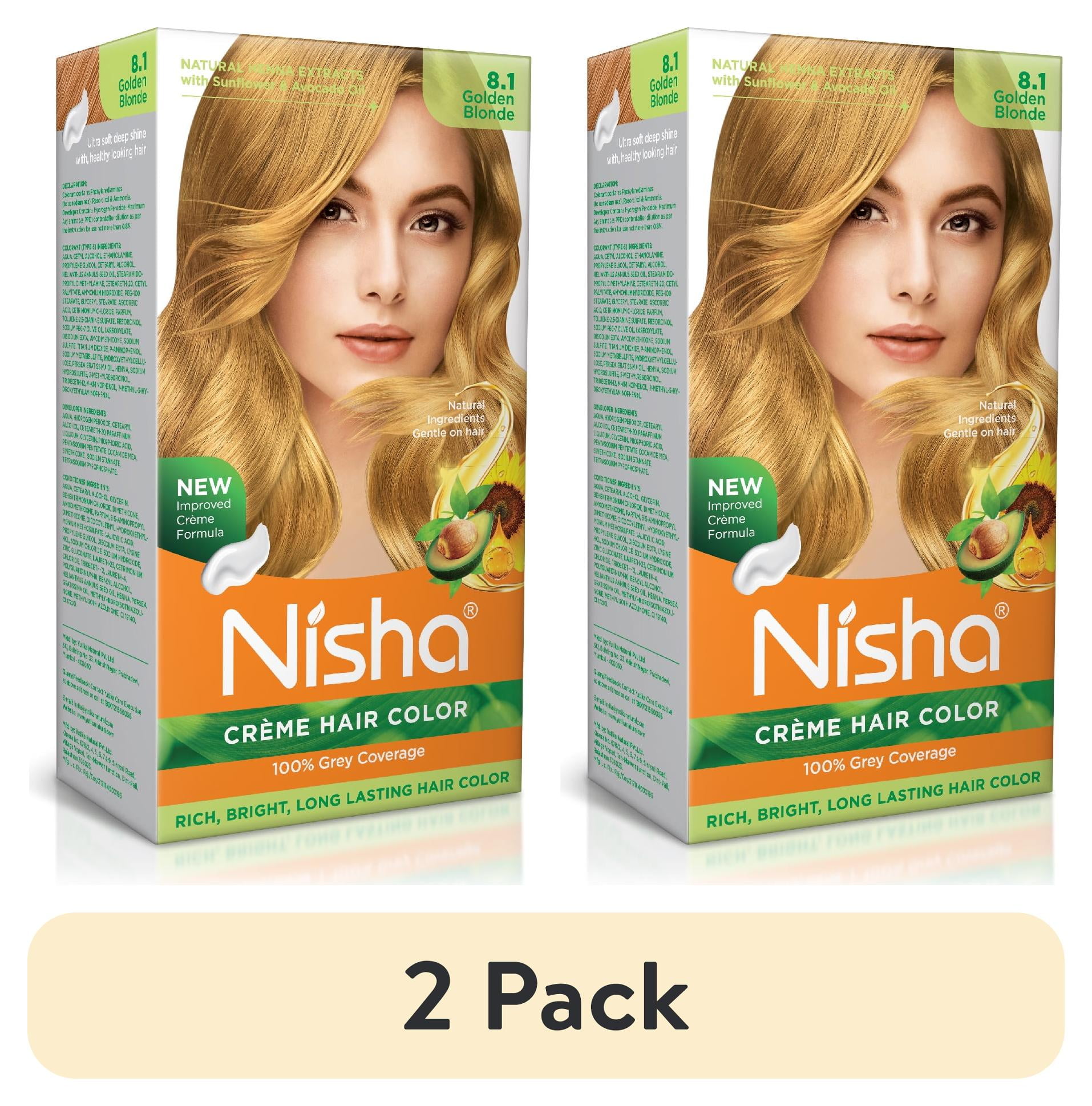 (2 pack) Nisha Crème Hair Color, Permanent Blonde Hair Dye Color, Full ...