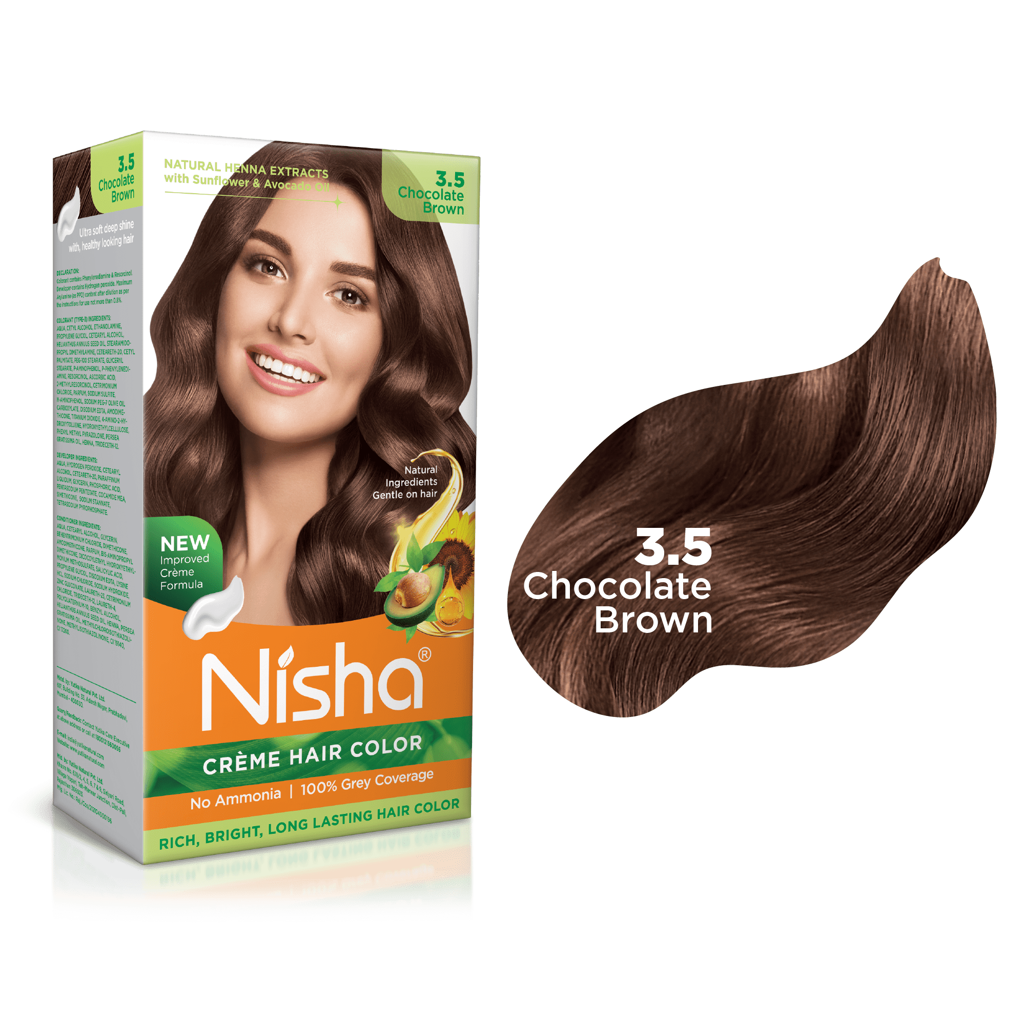 Nisha Crème Hair Color, Permanent Dye, 100% Gray Coverage, No Ammonia ...