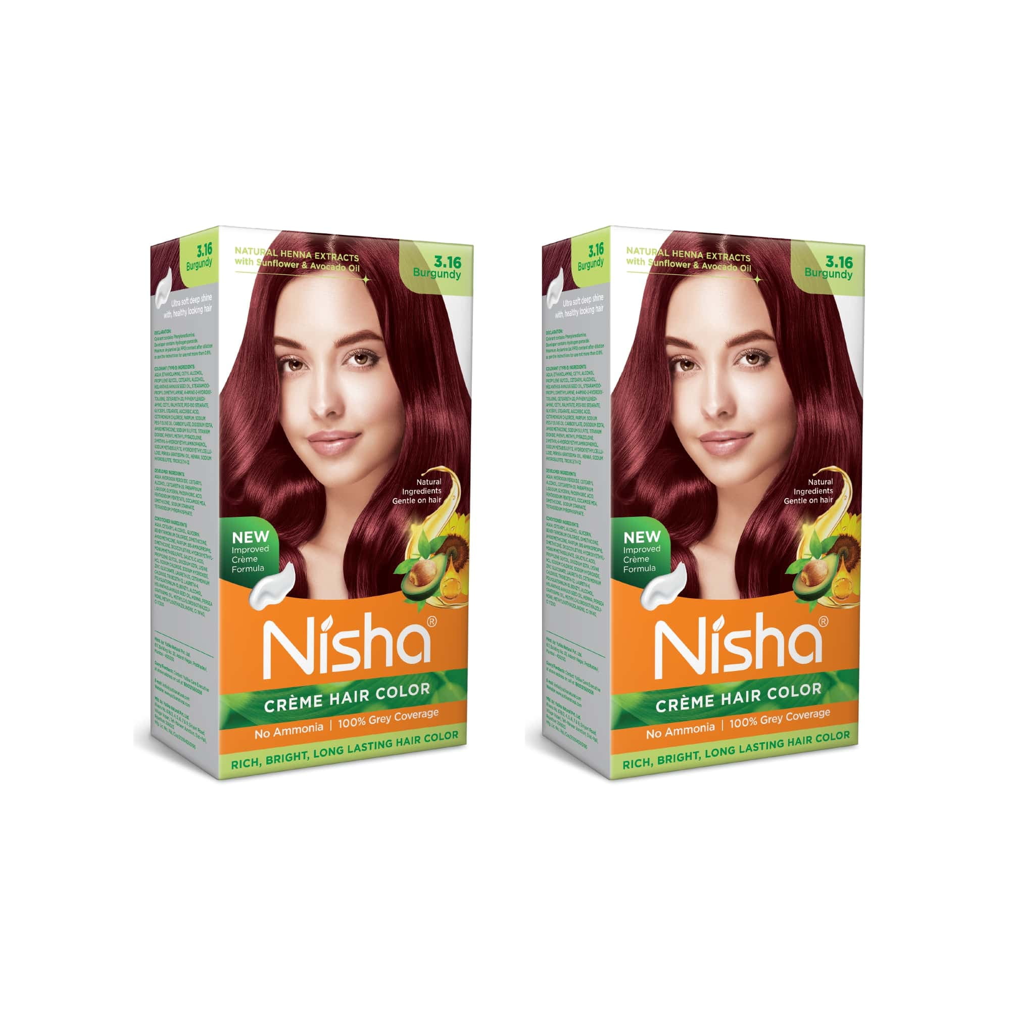 Nisha Crème Hair Color, Permanent Burgundy Hair Dye Color, 100% Gray ...
