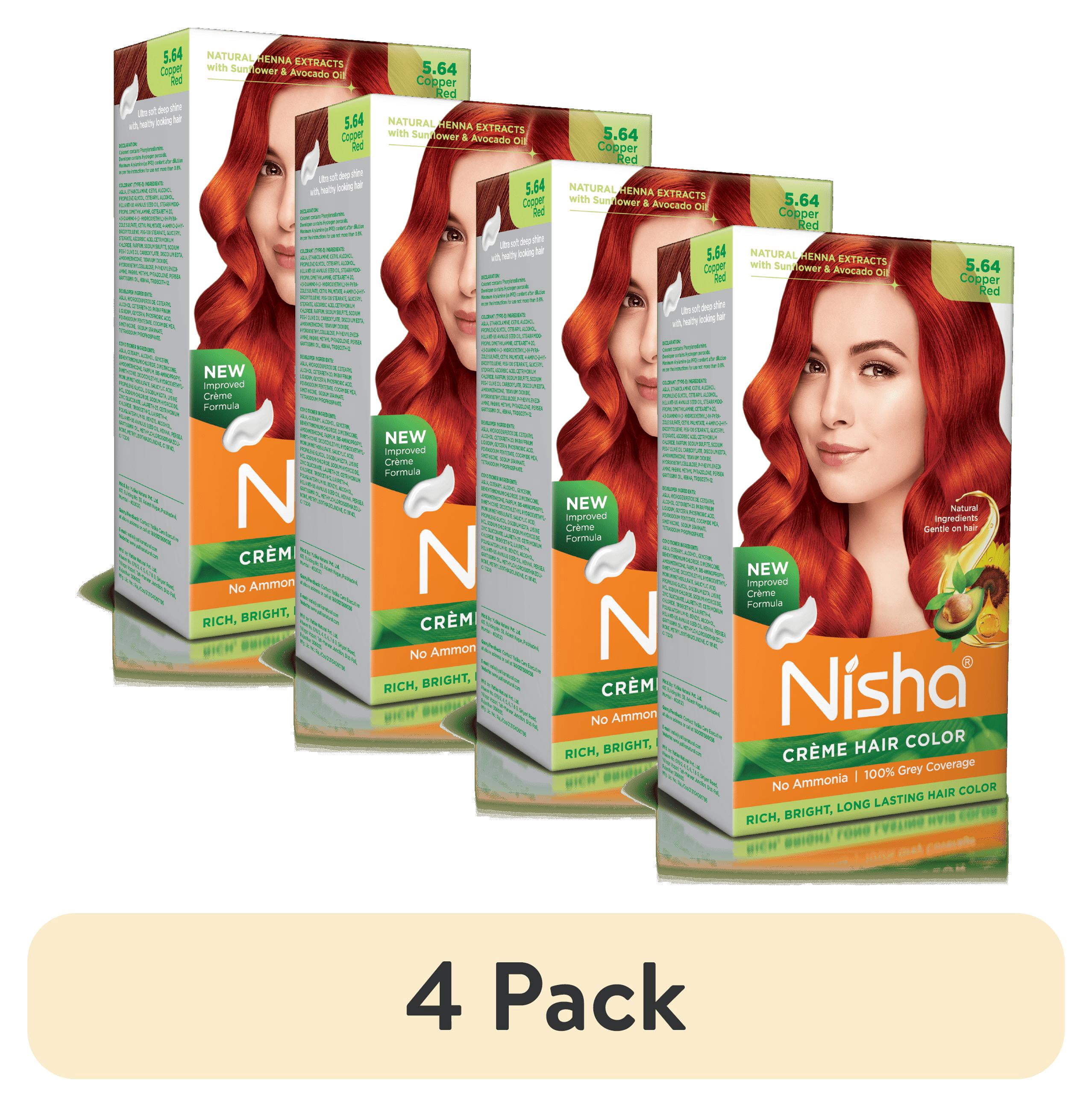 (4 pack) Nisha Crème Hair Color, Permanent Long-Lasting Red Hair Dye ...