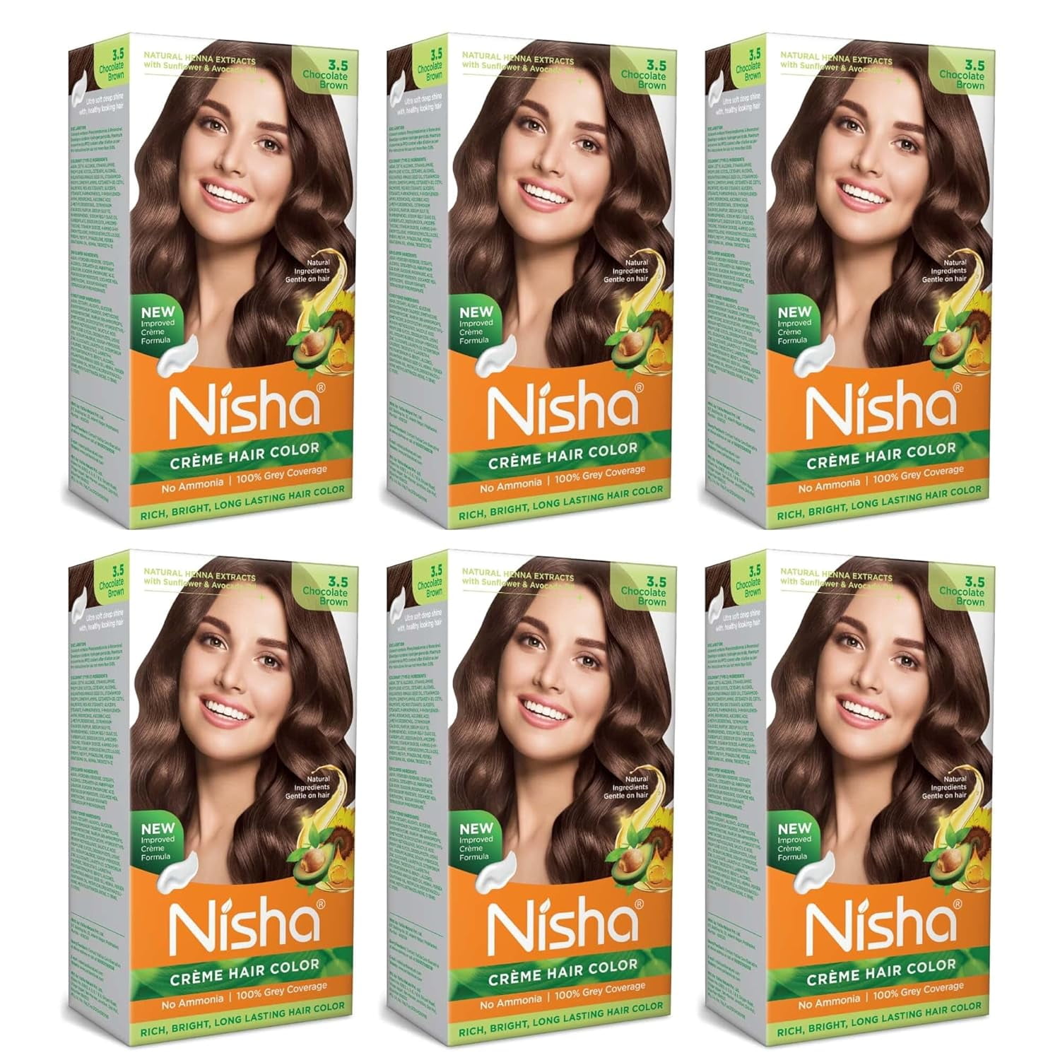 Nisha Crème Hair Color, Permanent Long-Lasting Brown Hair Dye Color ...