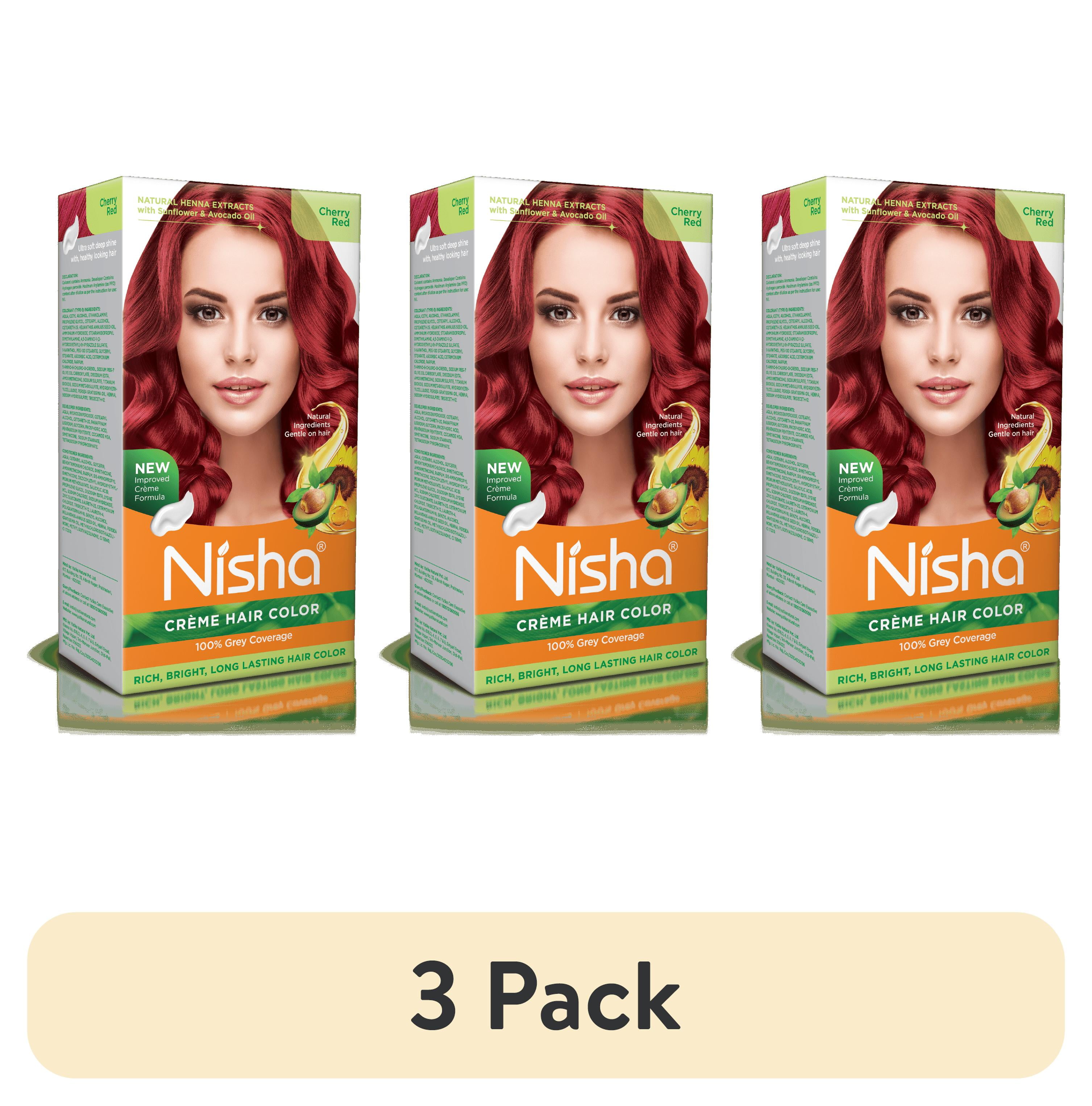 (3 pack) Nisha Crème Hair Color, Permanent Red Hair Dye Color, 100% ...