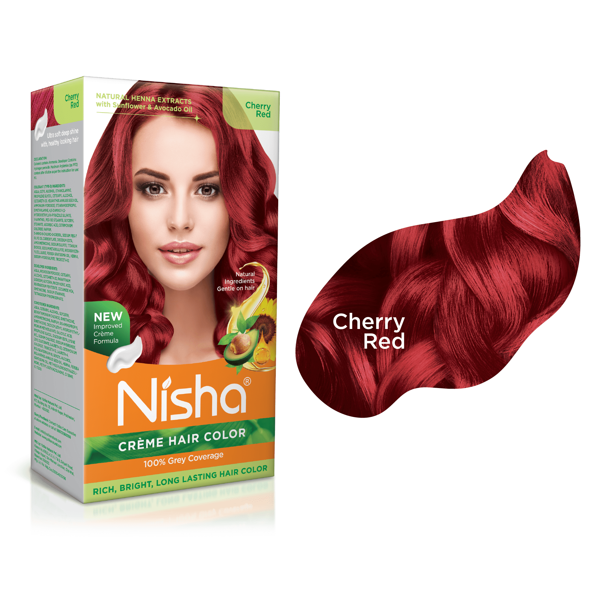 Nisha Crème Hair Color Permanent Red Hair Dye Color 100 Gray Coverage Cherry Red 423 Oz