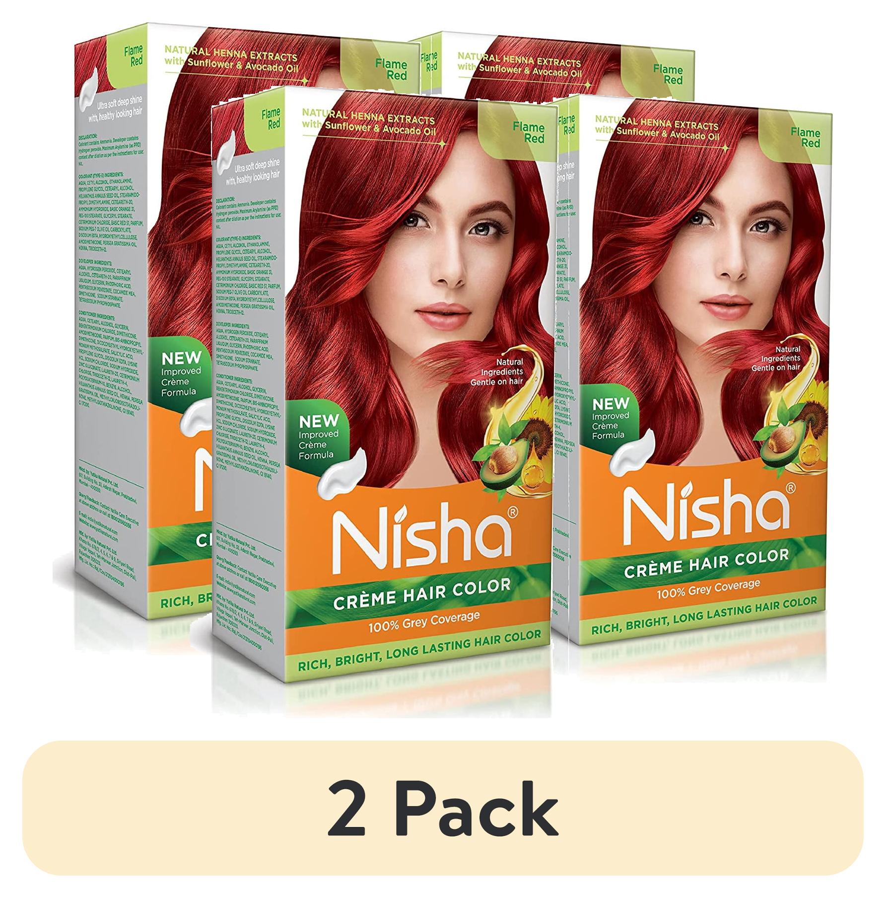 (2 pack) Nisha Crème Hair Color, Permanent Red Hair Dye Color, 100% ...