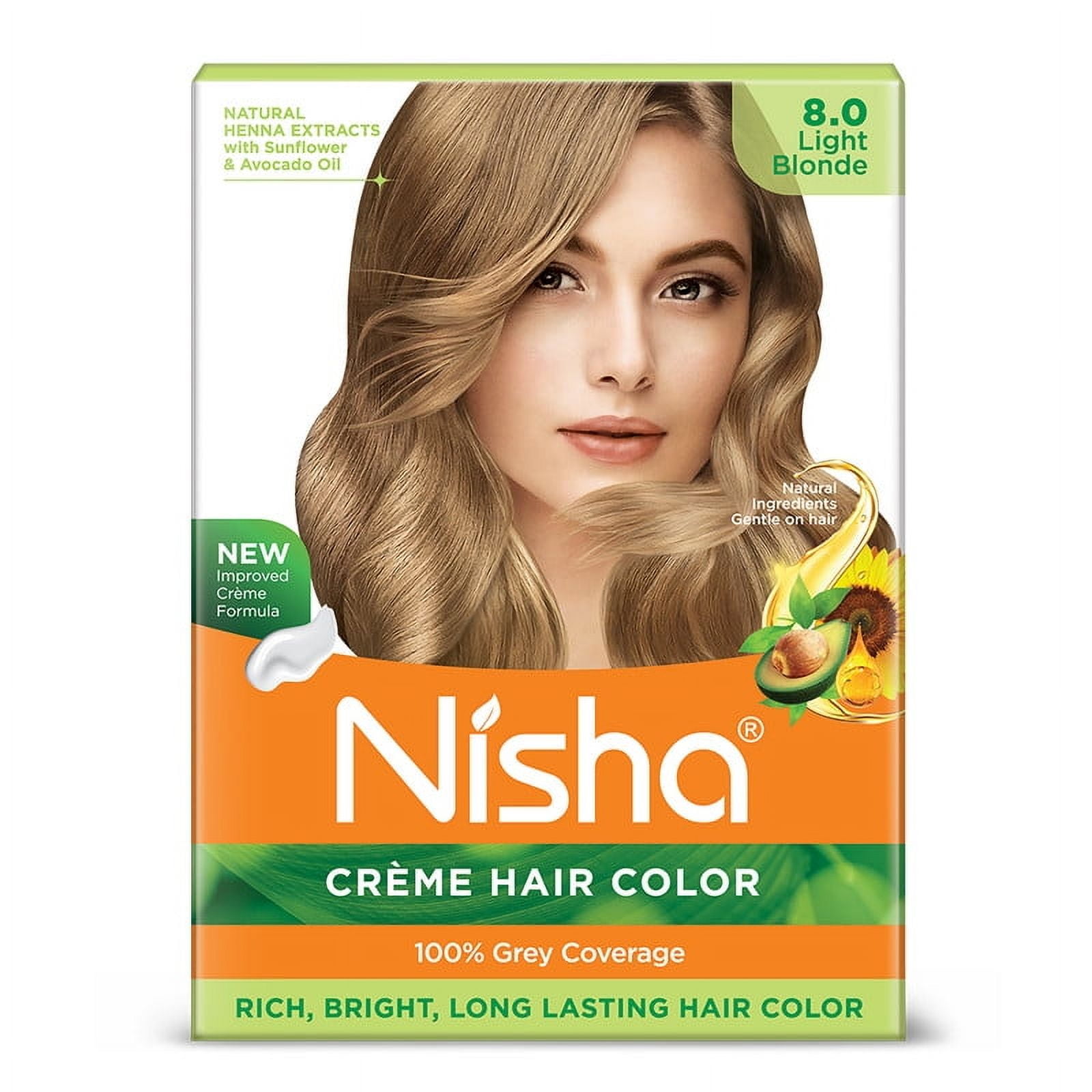 Nisha Creme Hair Color, Permanent Blonde Hair Dye Color, 100% Grey ...