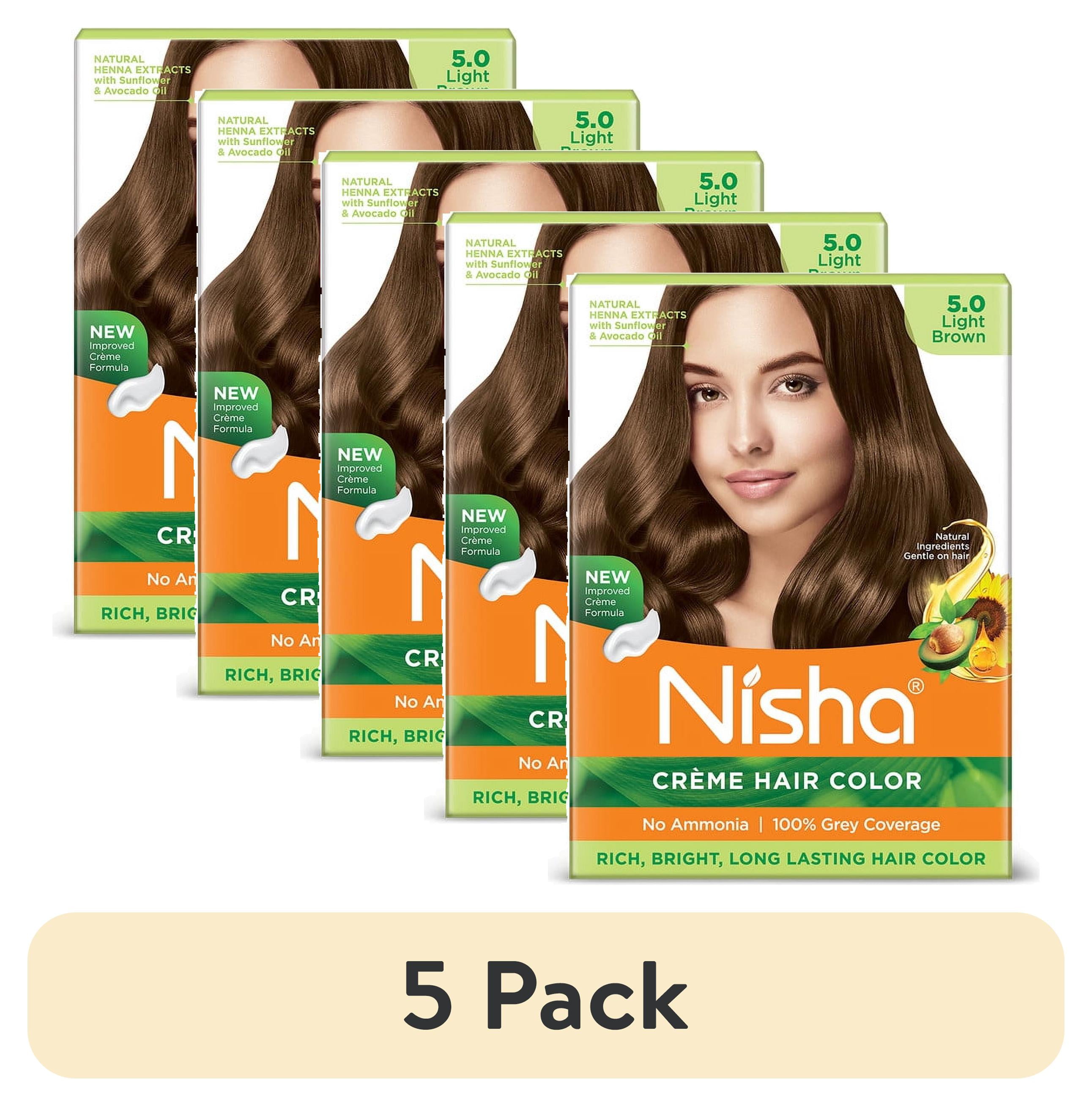 (5 pack) Nisha Creme Hair Color, Permanent Brown Hair Dye Color, 100% ...