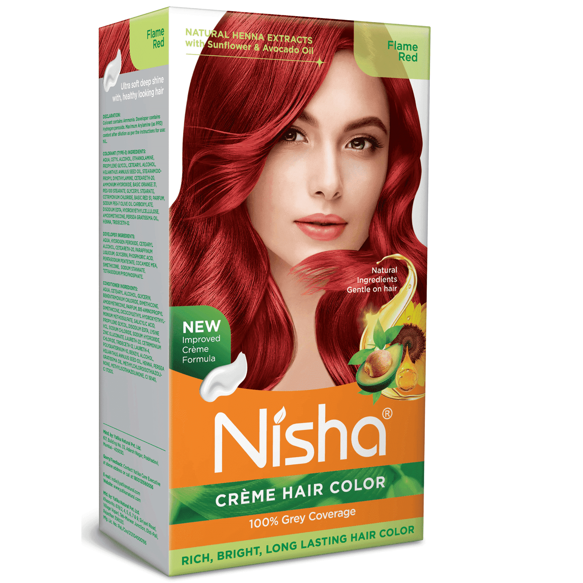 Nisha Natural Henna Conditioner, Crème Hair Color, Flame Red Permanent ...