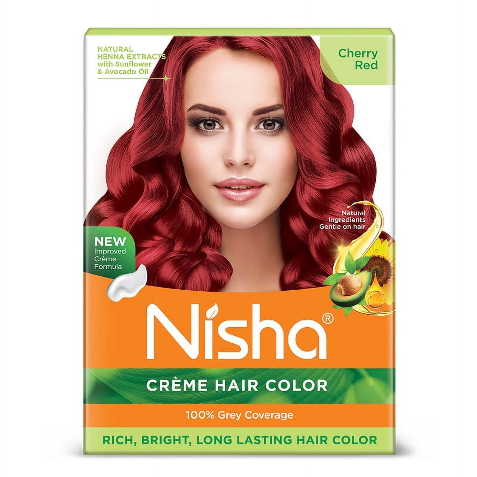Nisha Creme Hair Color, Permanent Red Hair Dye Color, 100% Grey ...