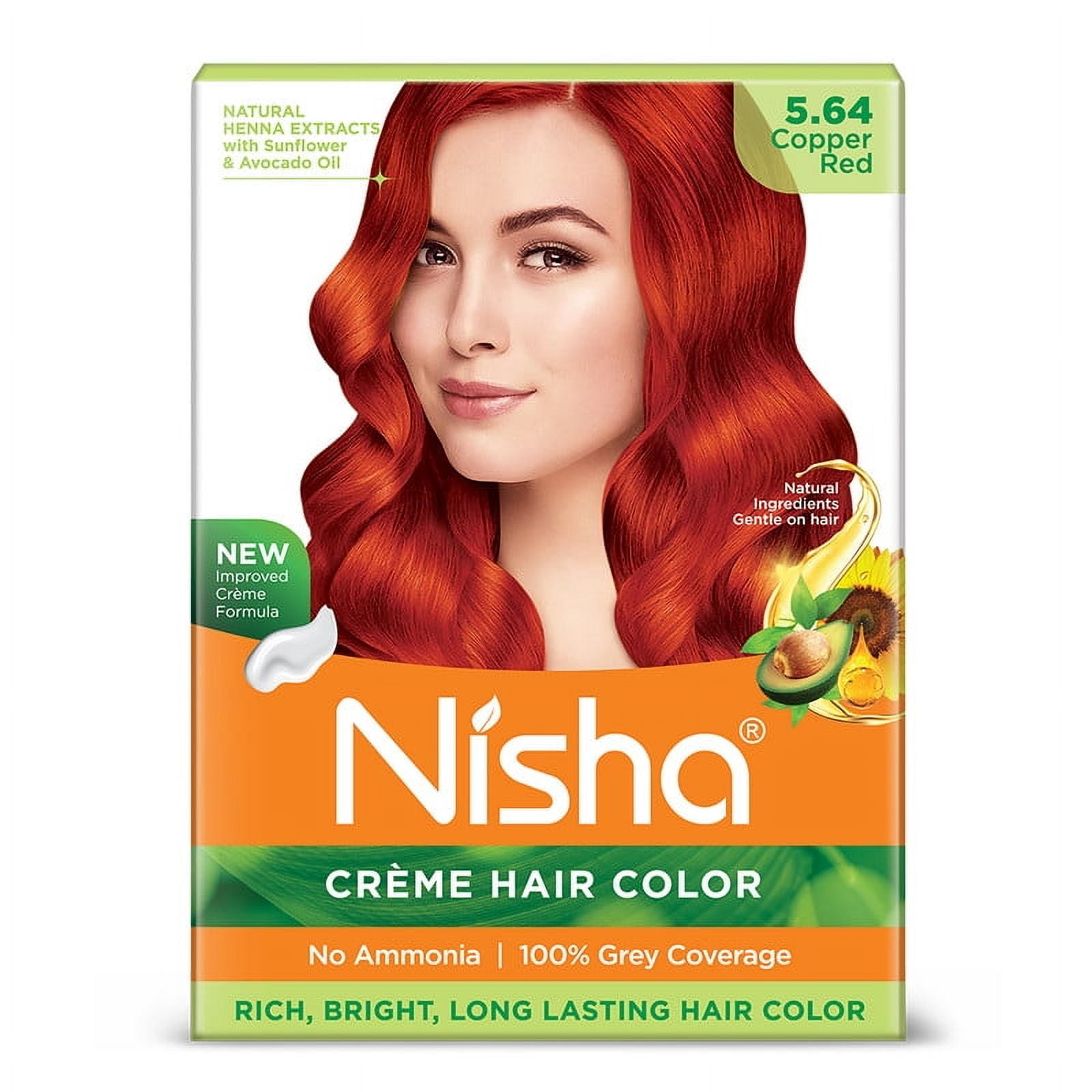 Nisha Creme Hair Color, Permanent Red Hair Dye Color, 100% Grey ...