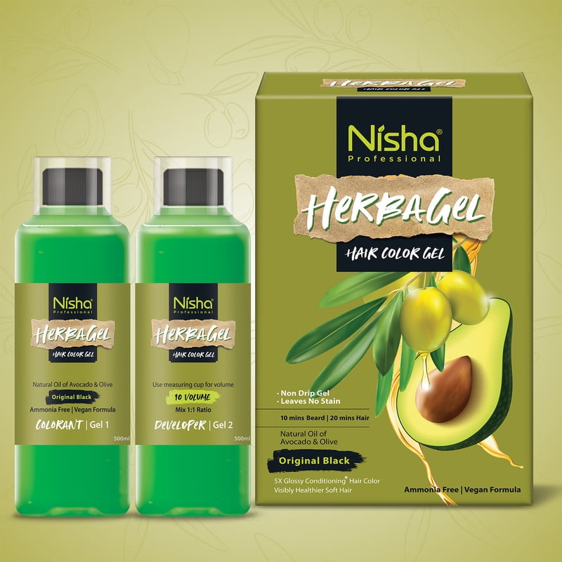 Nisha Fruit Care Hair & Beard Color Gel , Original Black, No Ammonia ...
