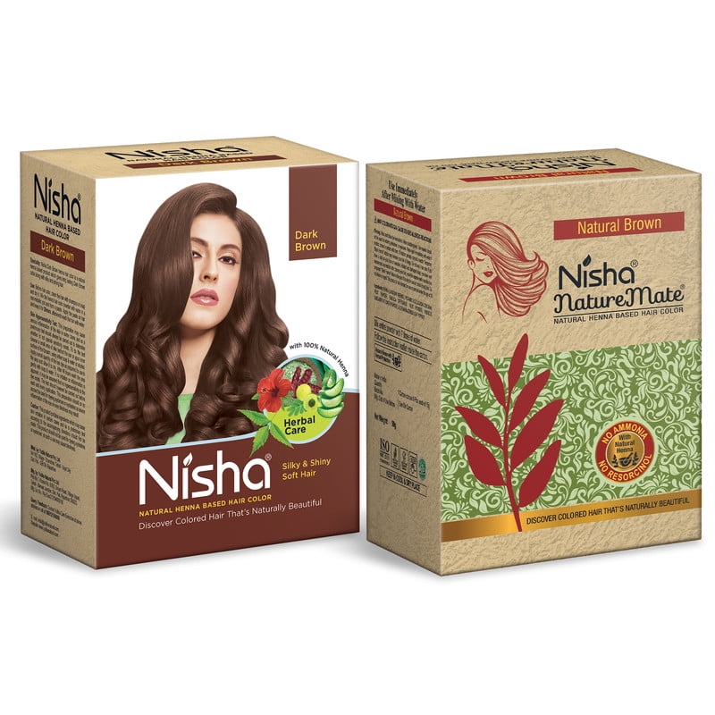Nisha Henna Based Hair Color Dye Combo (Pack of 2), 100% Grey Coverage ...