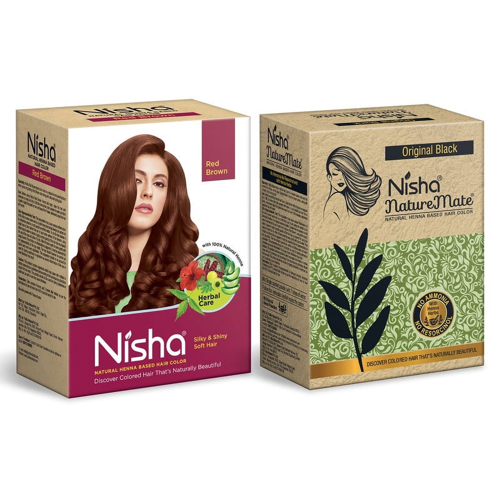 Nisha Henna Based Hair Color Dye Combo (Pack of 2), 100% Grey Coverage ...