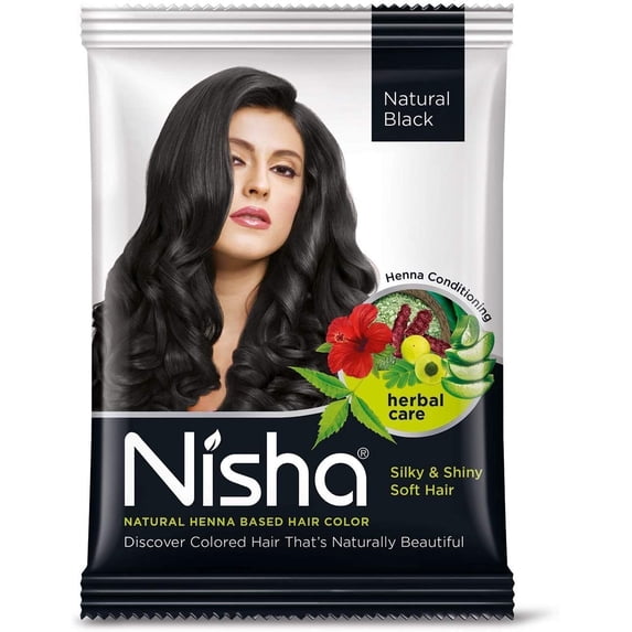 Nisha Henna Hair Dye, Natural Black, Ammonia-Free, Vegan, 100% Grey ...