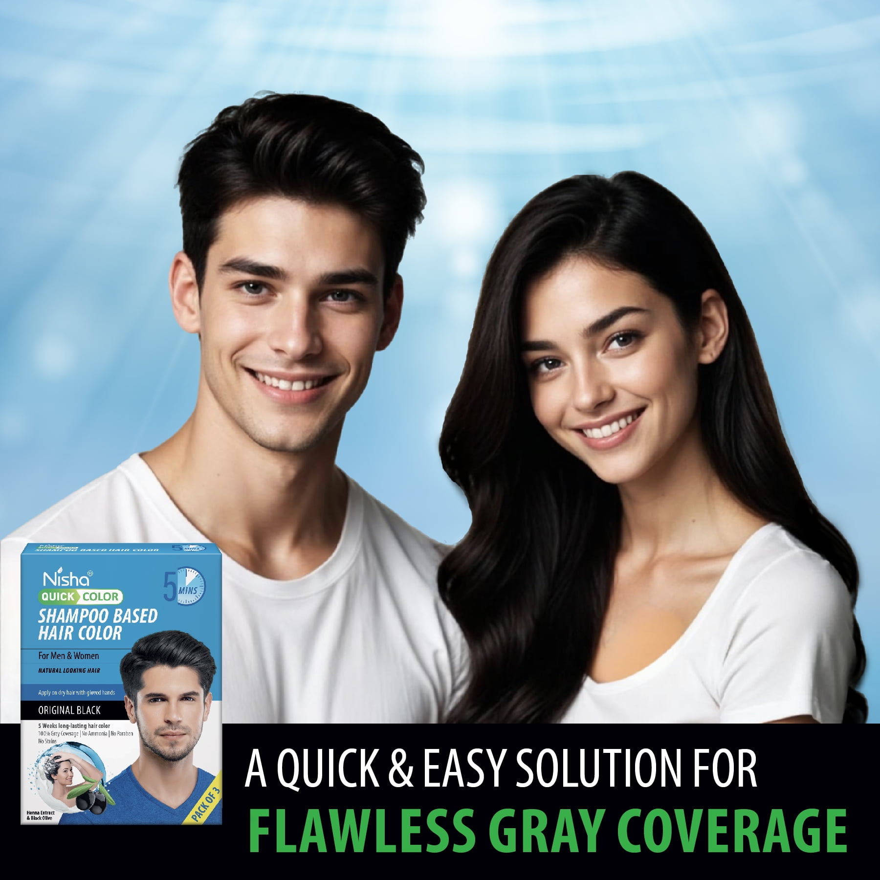 Nisha Shampoo Hair Color Dye in 5 Minutes, 100% Grey Coverage, 2.03 fl ...