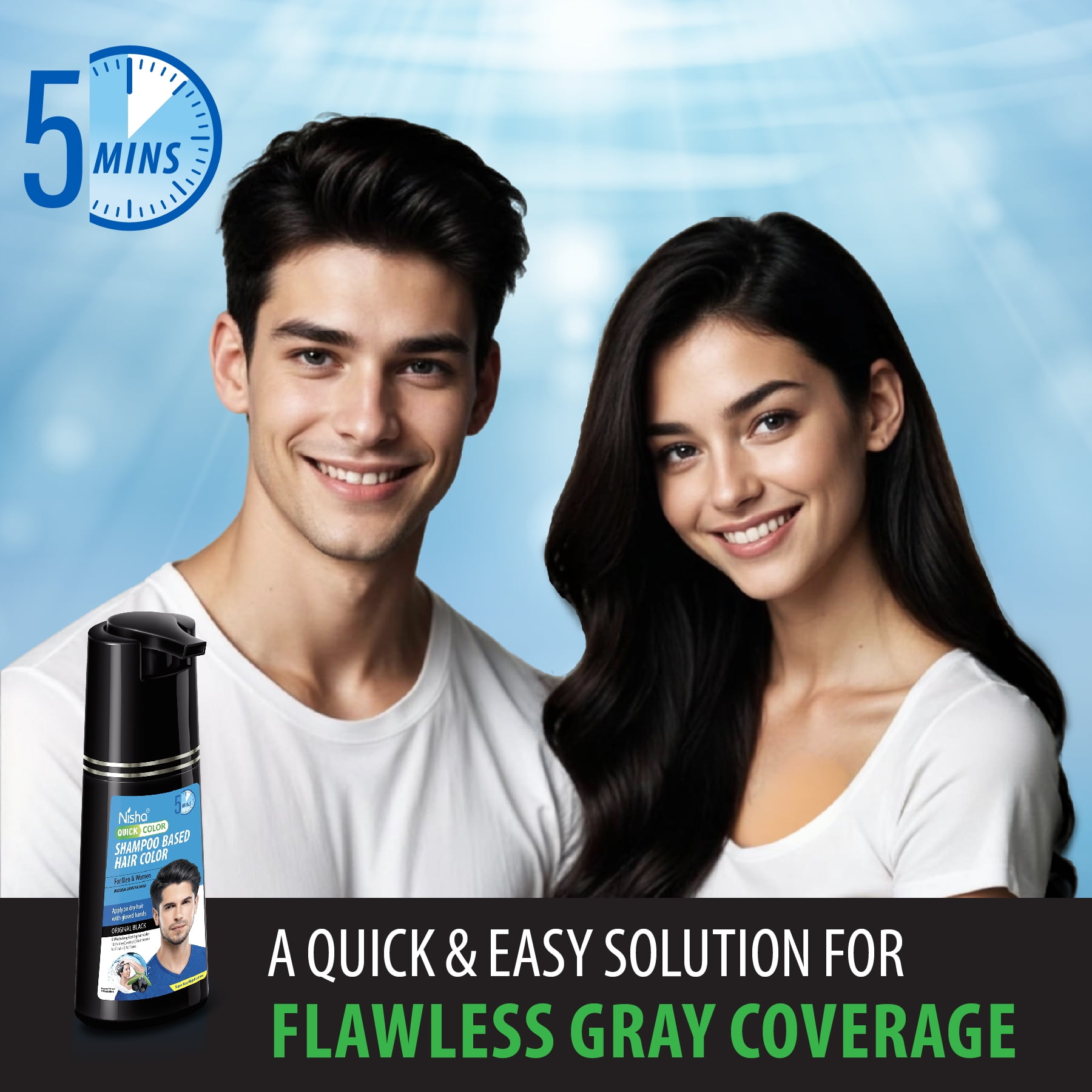 Nisha Quick Shampoo Hair Dye, 5 Minute Grey Coverage, Vegan & Cruelty ...