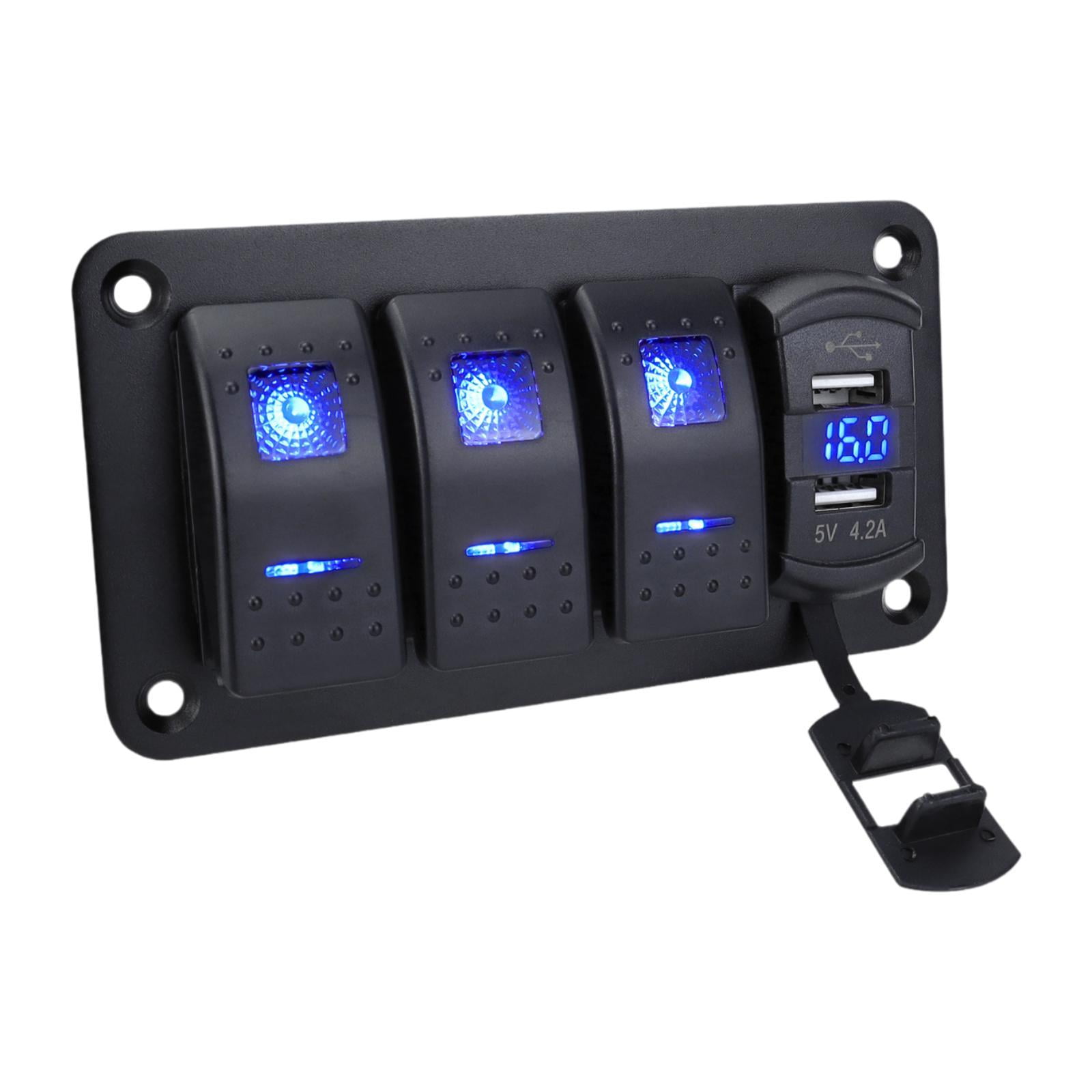Nishiyuenyi Rocker Switch Panel 4.2A Double USB Charger Voltmeter for ...